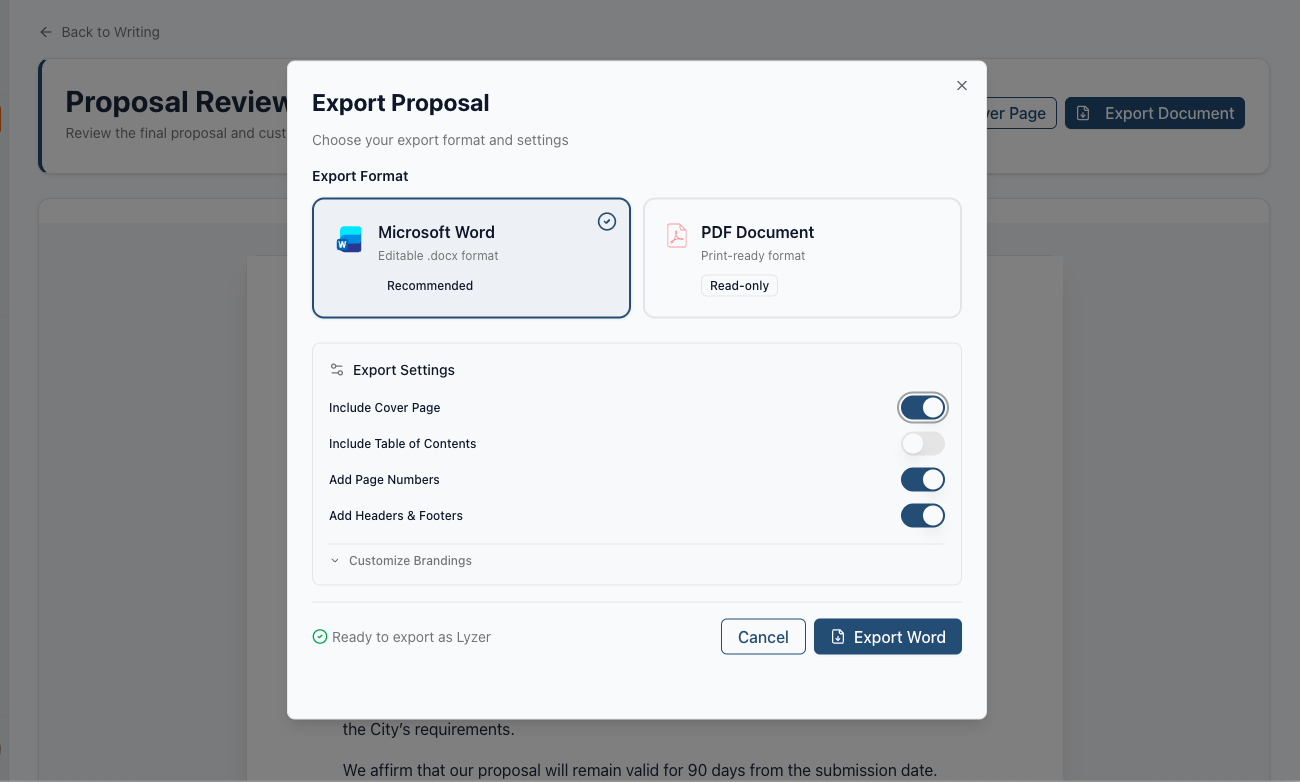 Features - AI Proposal Writing Software | Lyzer.ai | Lyzer.ai